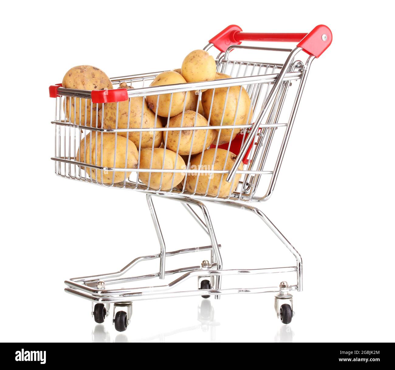 Ripe potatoes in trolley isolated on white Stock Photo - Alamy