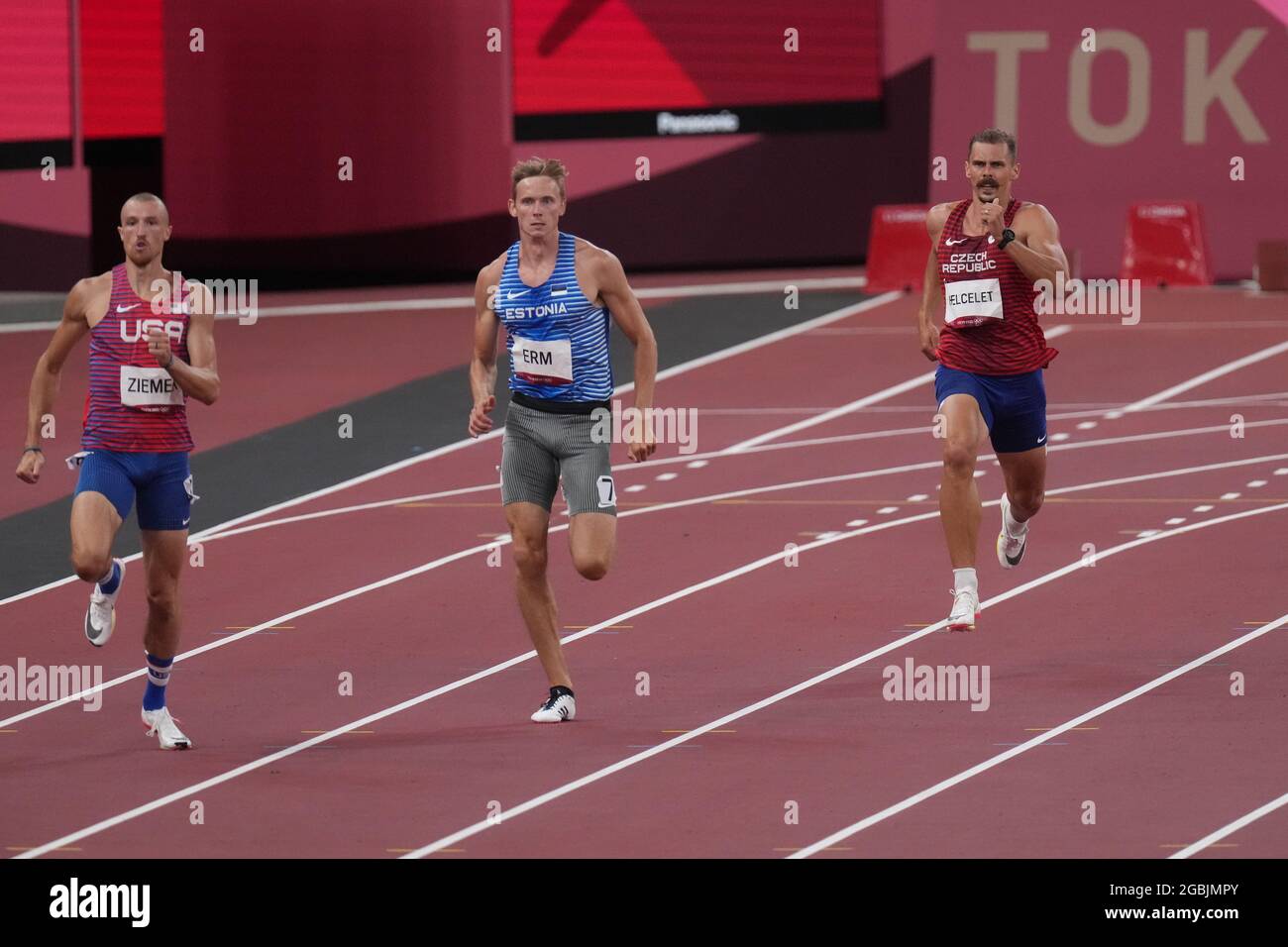 (L-R) Zachery Ziemek of the United States, Johannes Erm of Estonia and ...