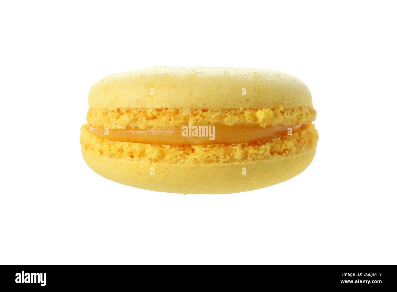 Yellow tasty macaroon isolated on white background Stock Photo - Alamy