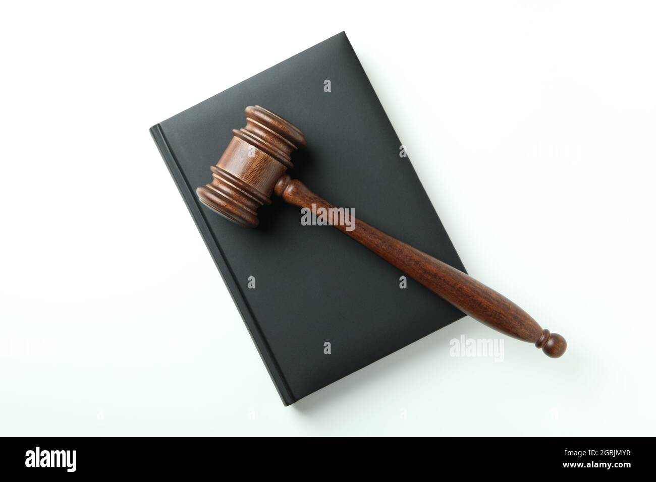 Judge gavel and law book on white background Stock Photo - Alamy