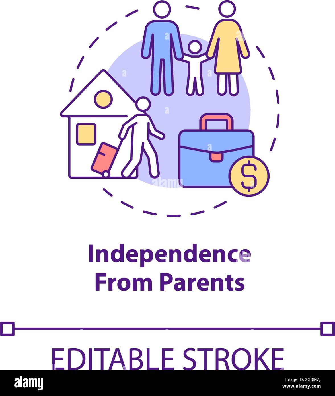 Independence from parents concept icon. Starting a family. Financial ...