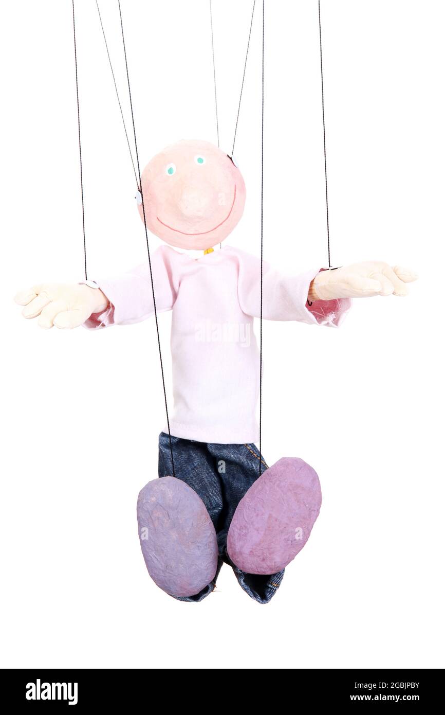 Wooden puppet isolated on white Stock Photo - Alamy