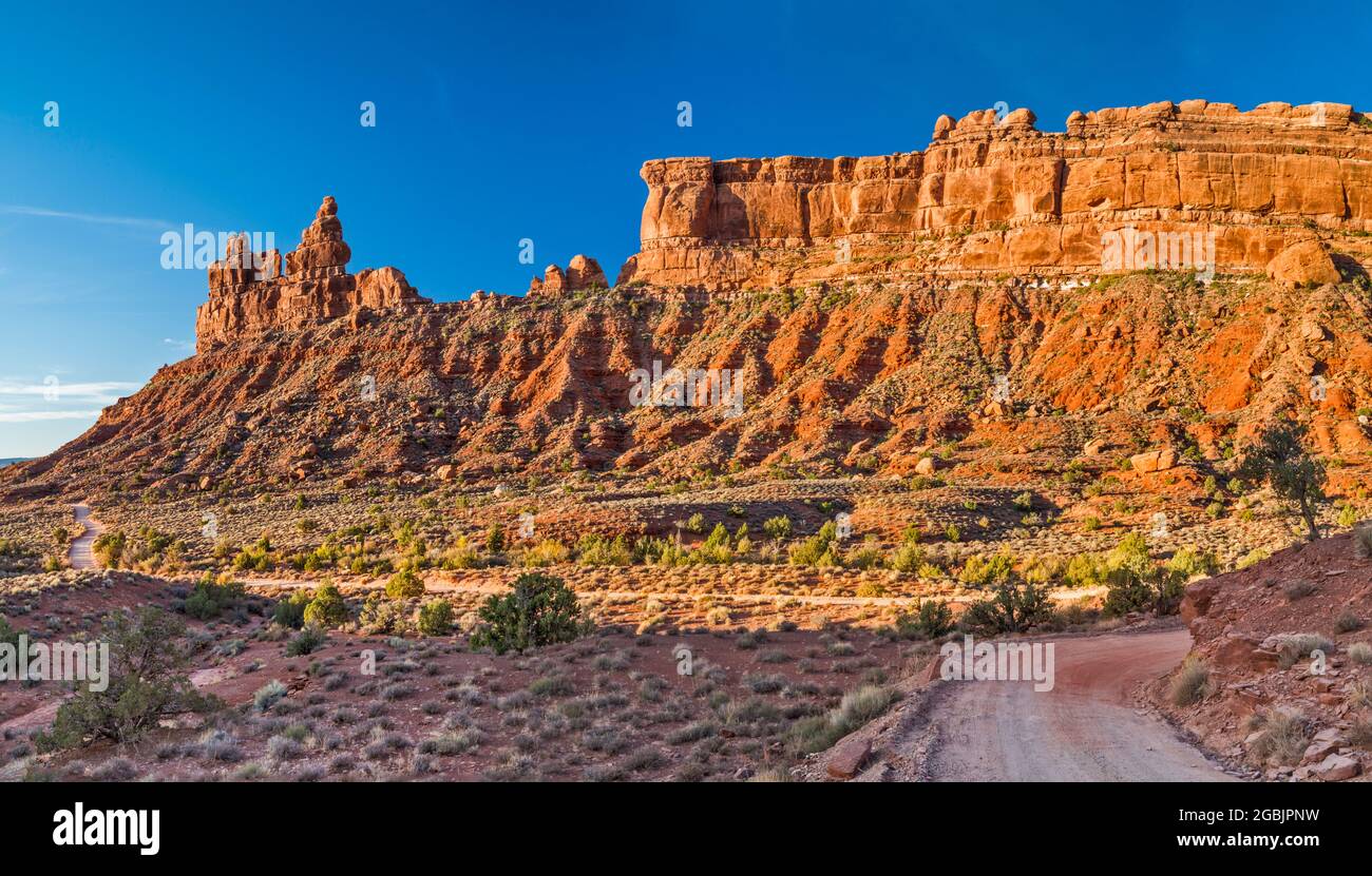 Sandstone pinnacles in Valley of the Gods, Bears Ears National Monument ...