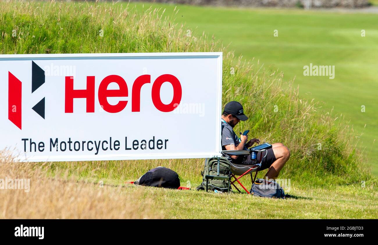 A ball spotter beside the 18th fairway during preview day of the Hero ...