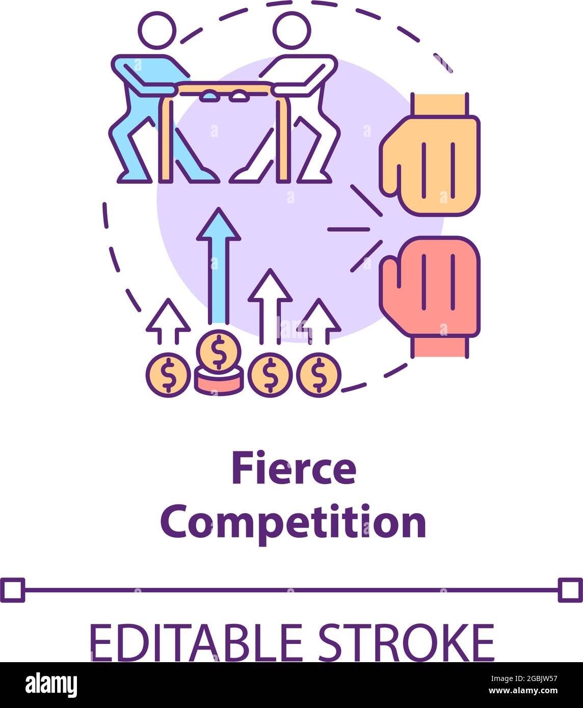 Fierce competition concept icon. Market rivalry between businesses ...