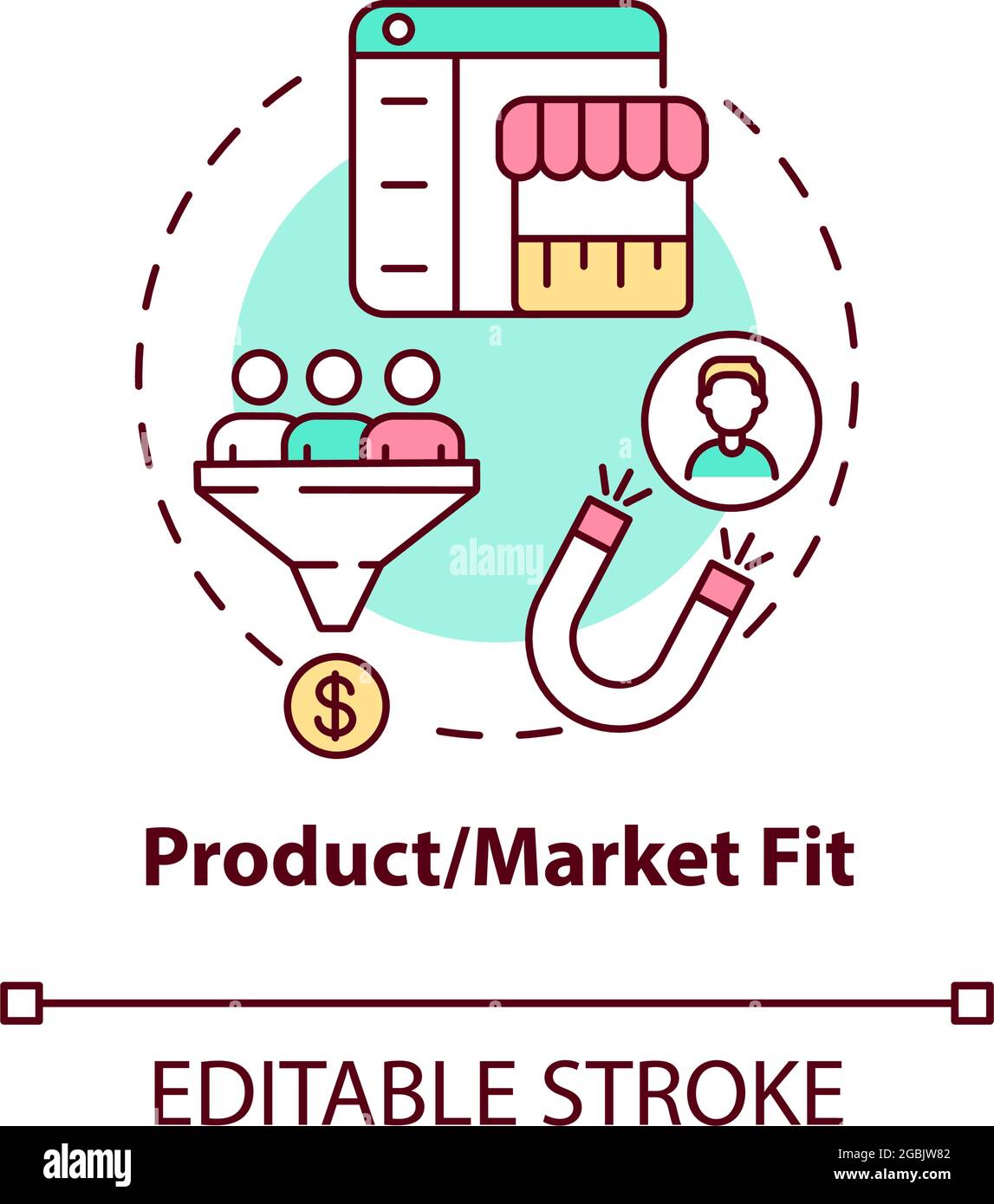 Product, market fit concept icon. Consumer demand satisfaction. Attract ...