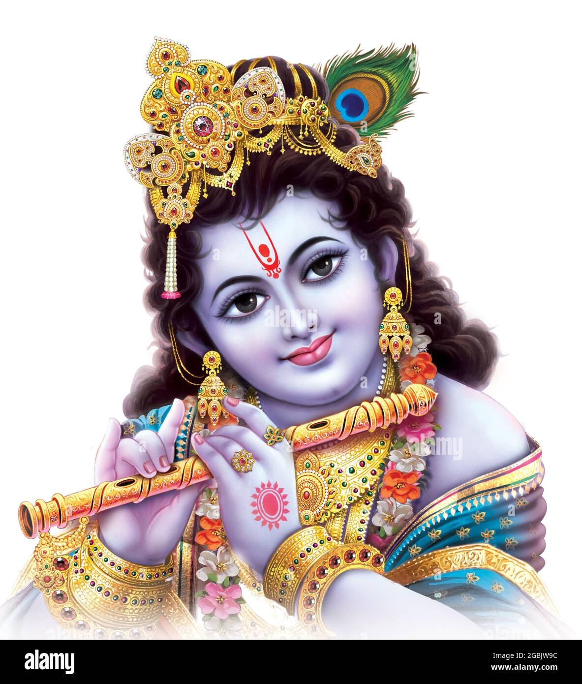 Indian God Lord Krishna with his flute making magical tunes Stock Photo ...