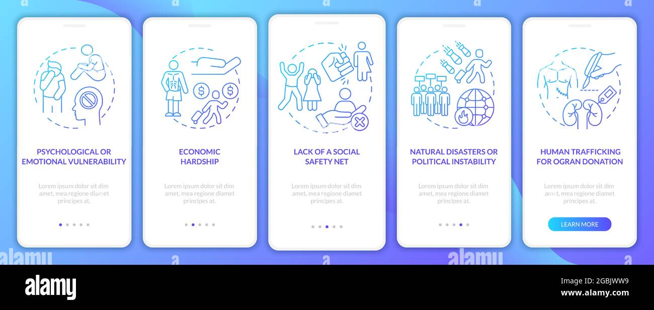 Human trading reasons blue onboarding mobile app page screen Stock ...