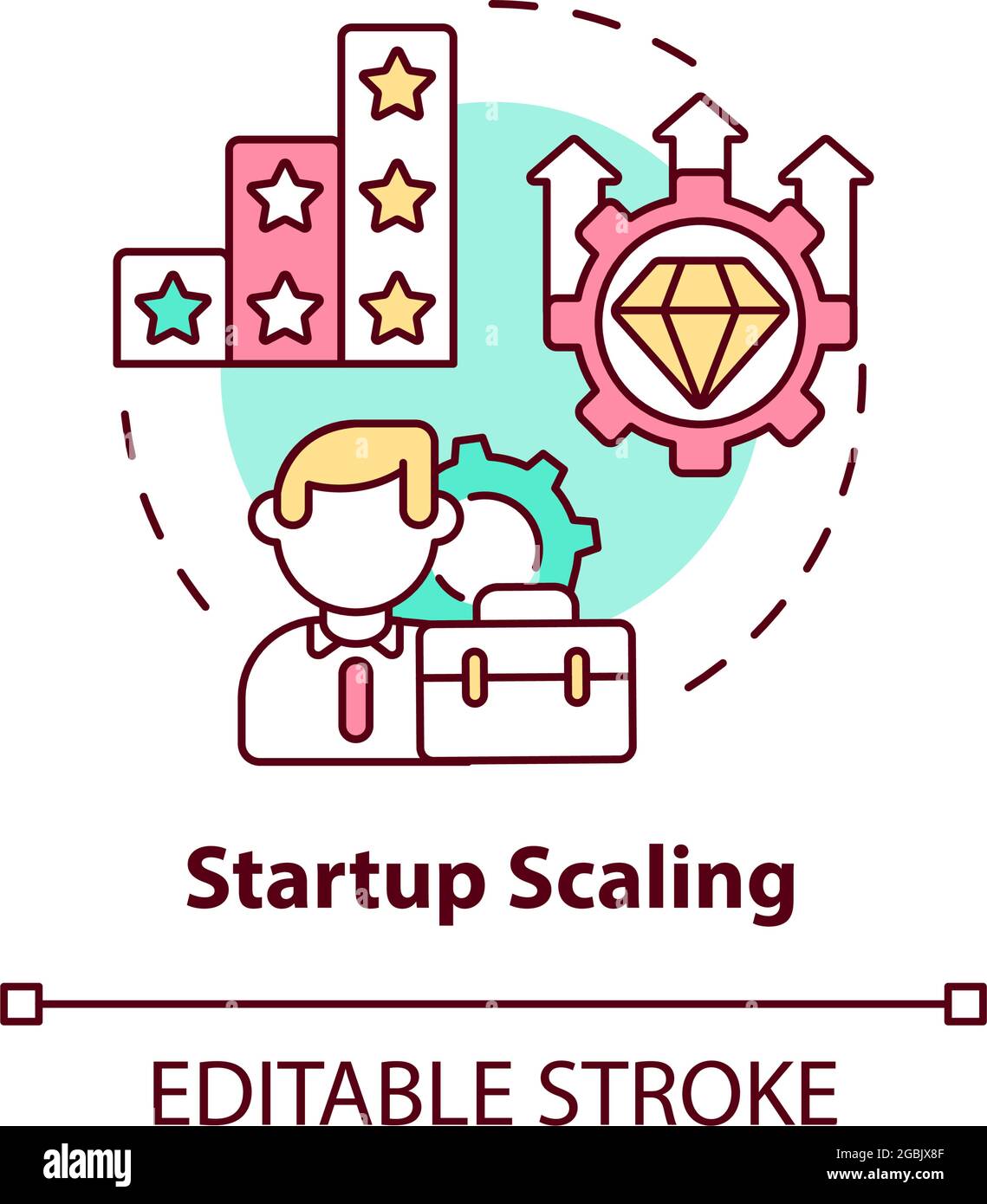 Startup scaling concept icon. Business growth. Company development and successful management ...
