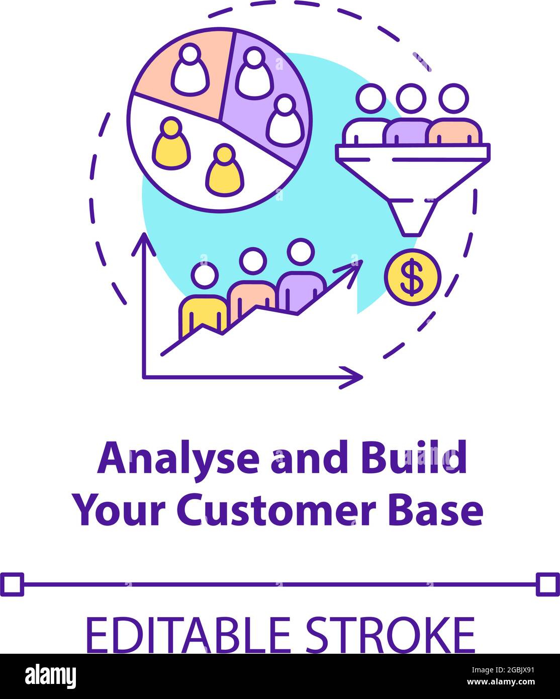 Analyse and build customer base concept icon. Attract new clients ...