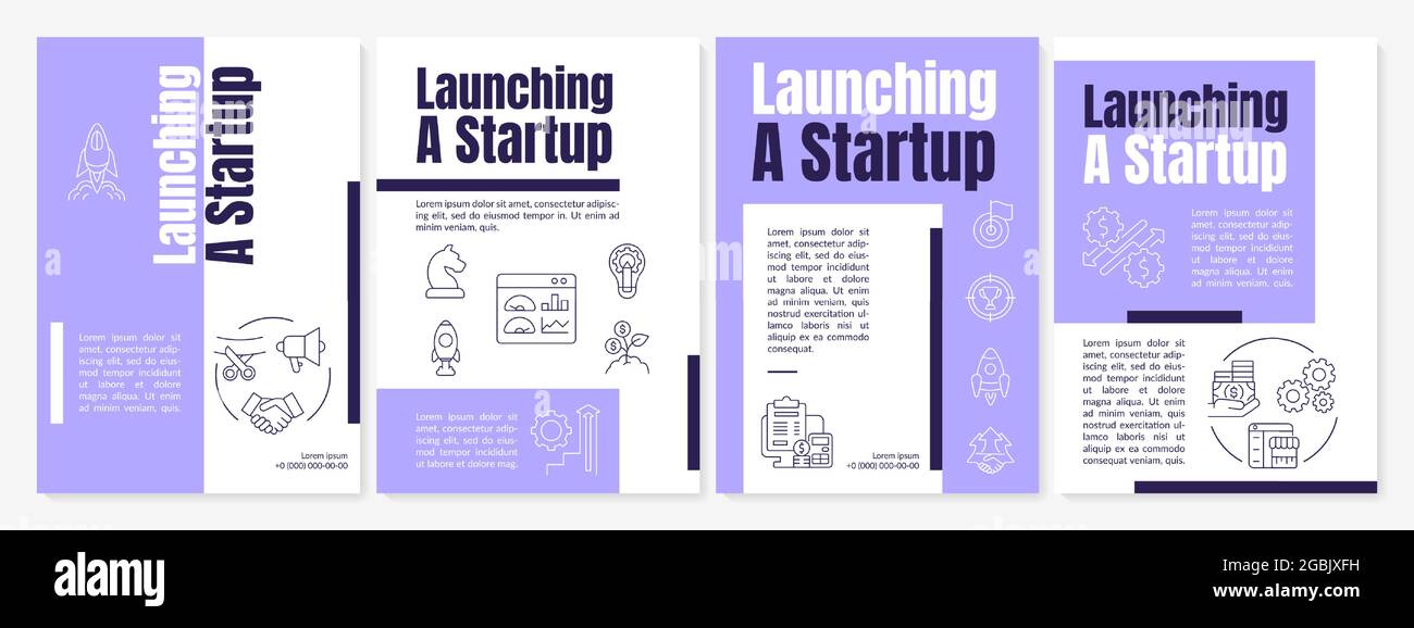 Launching startup purple brochure template. Business development. Flyer ...