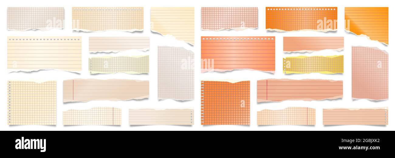 Colorful ripped paper strips isolated on white background. Realistic ...