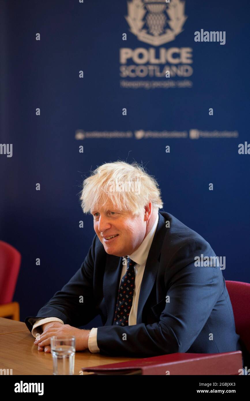 Prime Minister Boris Johnson meets officers during a visit to the ...