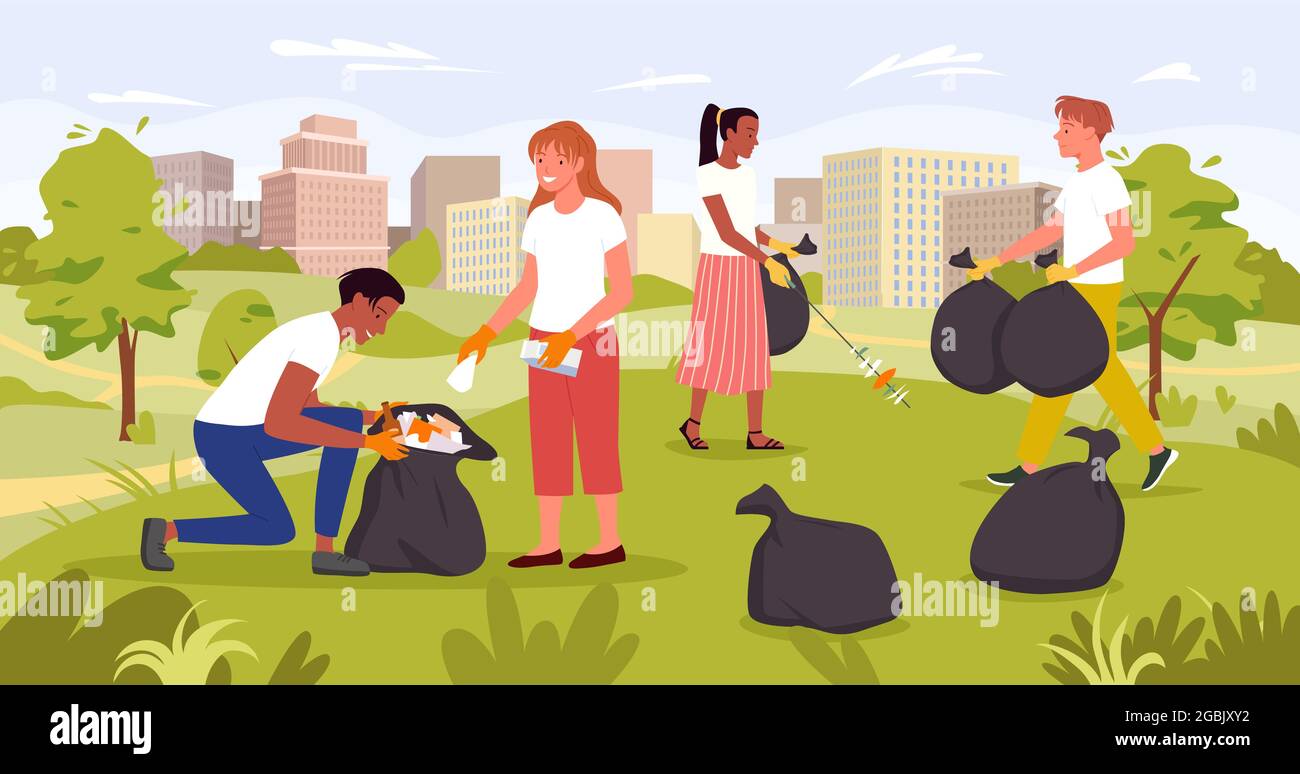 Neighborhood cleanup trash Stock Vector Images - Alamy