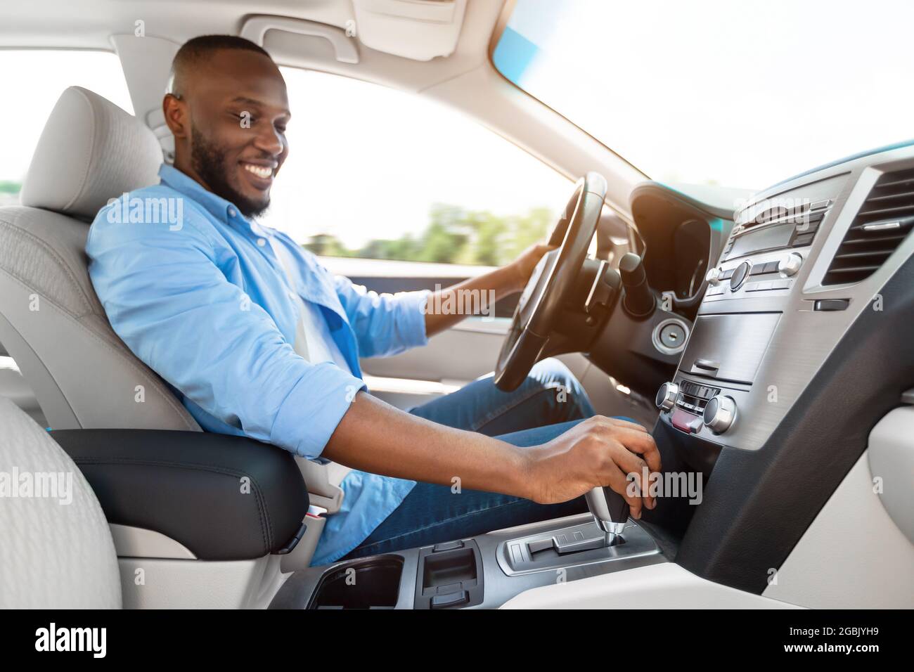 Man excited driving car hi-res stock photography and images - Alamy