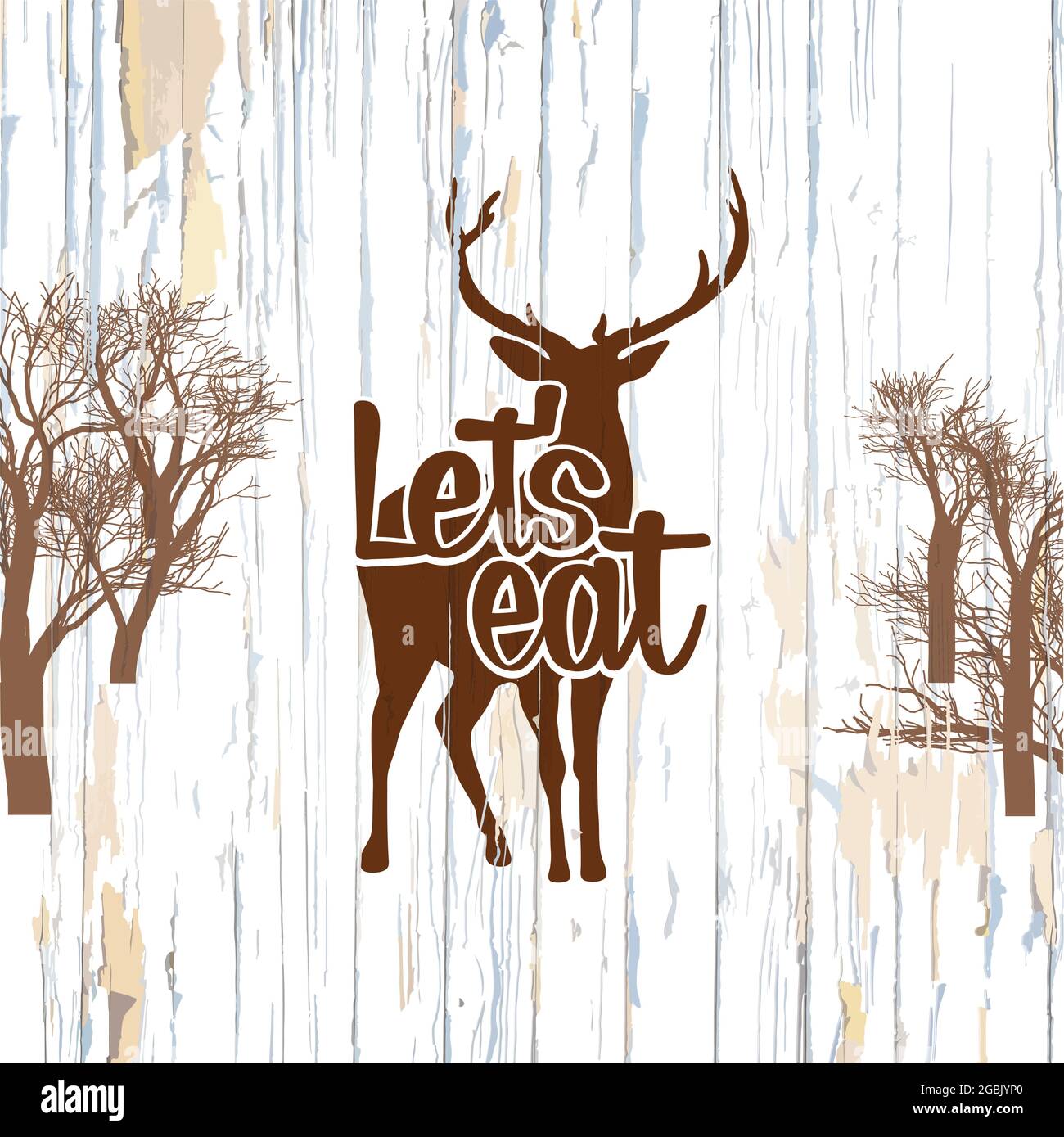 Lets eat lettering with dear. Hand-drawn Vector sketch Stock Vector ...