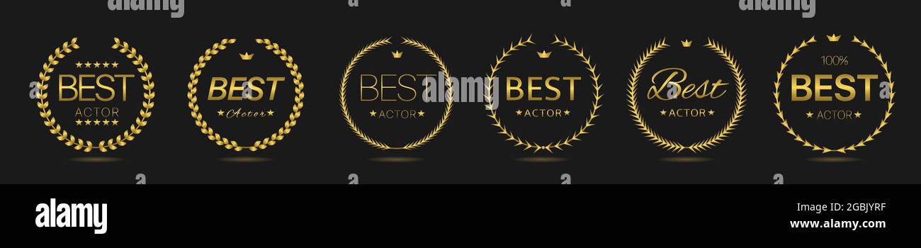 Best actor Golden laurel wreath label set Stock Vector Image & Art - Alamy