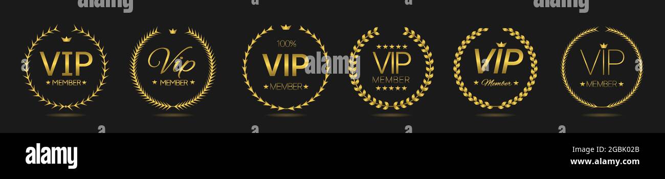 Vip member Golden laurel wreath label set Stock Vector Image & Art - Alamy