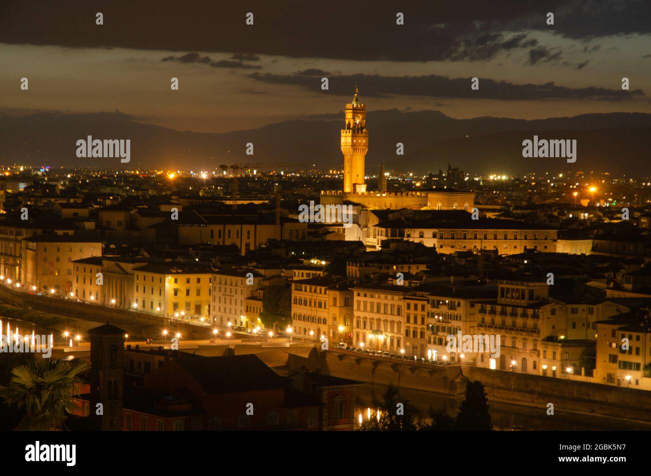 Cityscape of Florence in Tuscany, Italy at night Stock Photo - Alamy