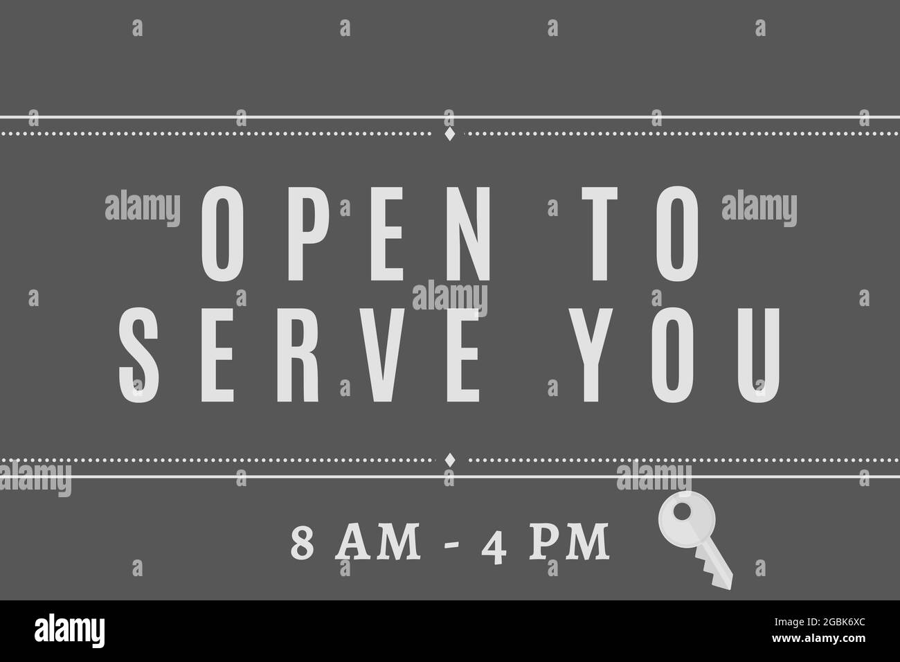 Sign on construction site open to serve you Stock Photo - Alamy