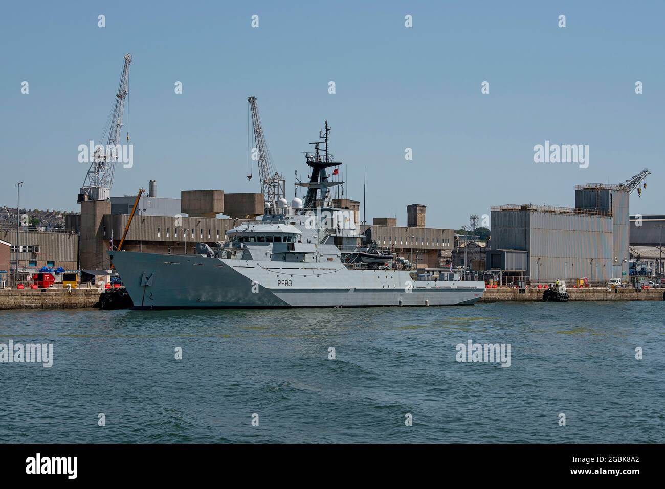 Plymouth, Devon, England, UK. 2021, HMS Mersey a river class off shore ...