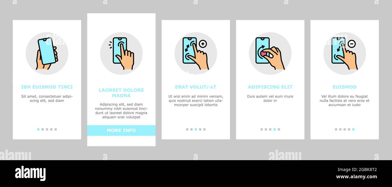 Smartphone Gesture Onboarding Icons Set Vector Stock Vector Image & Art ...