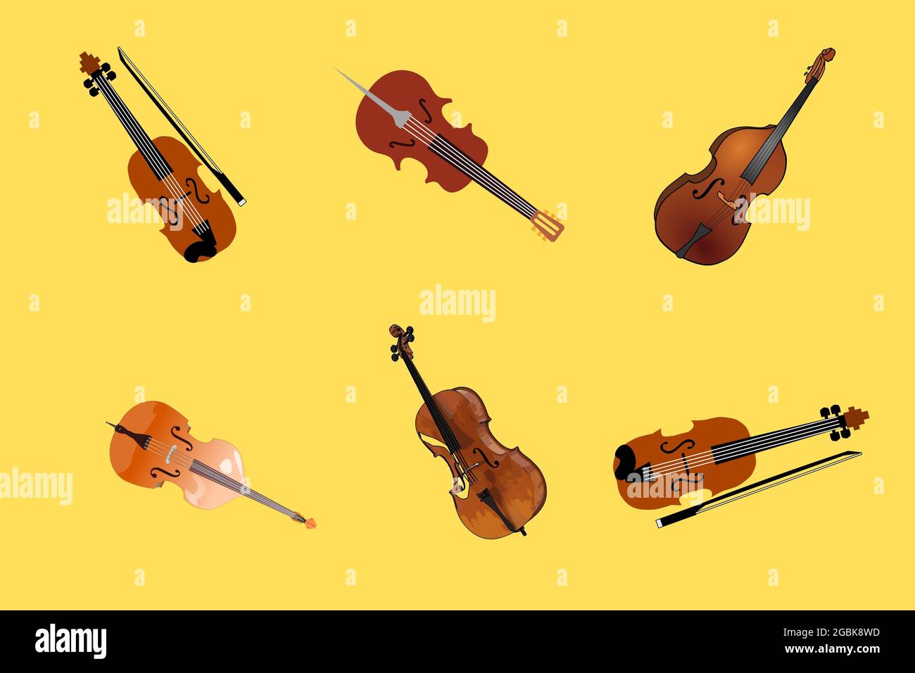 Different types of violins isolated on white Stock Photo - Alamy