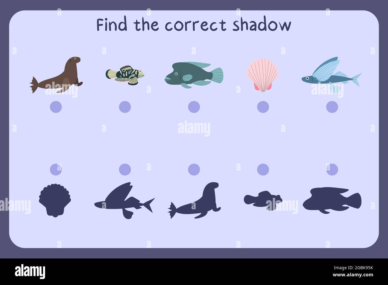 Matching children educational game with sea animals - sea lion ...