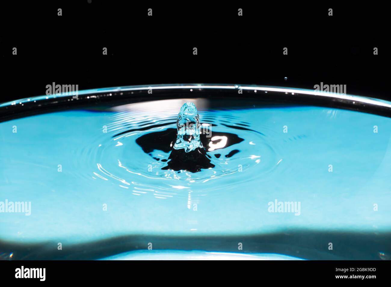 Clear Waterdrop with circular waves. Splashes closeup. Water splash and ...