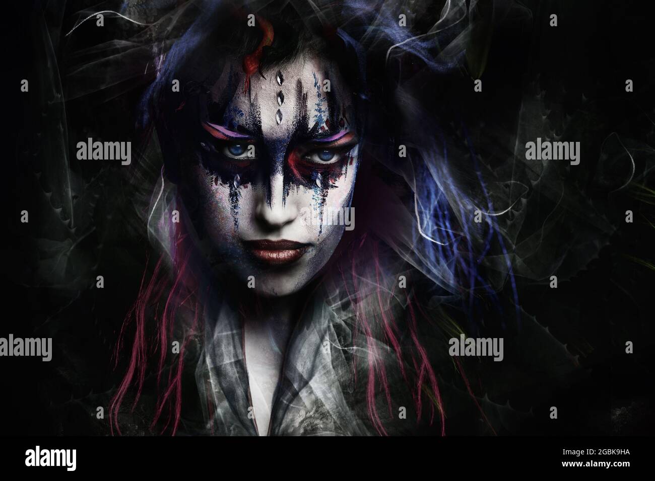 dark fantasy surreal sorceress witch woman portrait Halloween sc Stock ...