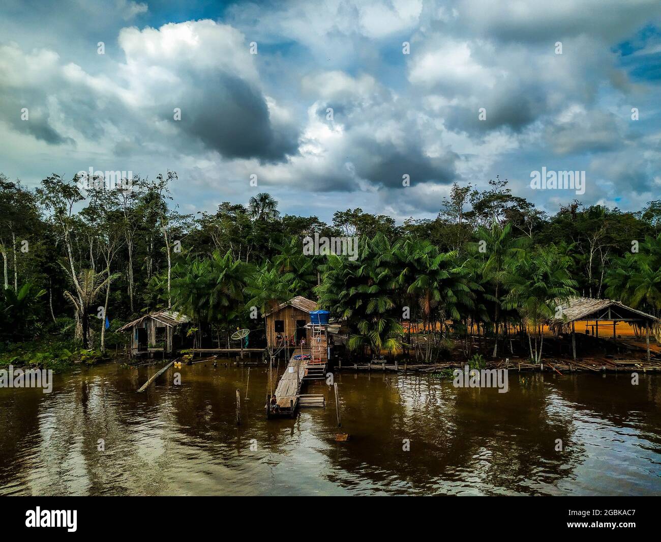 Riverfront town along the Amazon River, showing the custom and life of ...