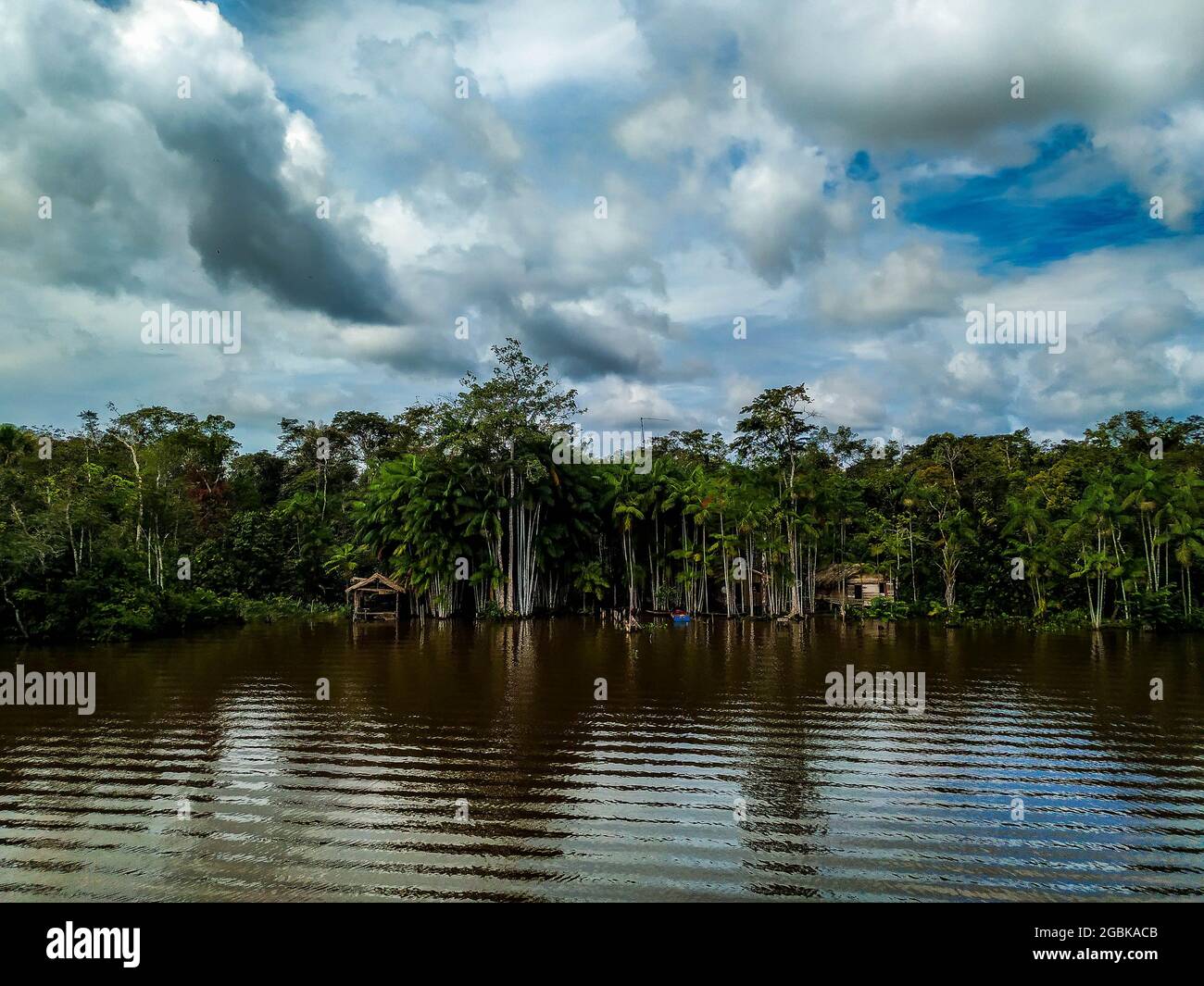 Riverfront town along the Amazon River, showing the custom and life of ...