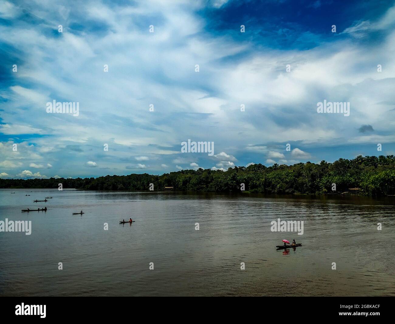 Riverfront town along the Amazon River, showing the custom and life of ...