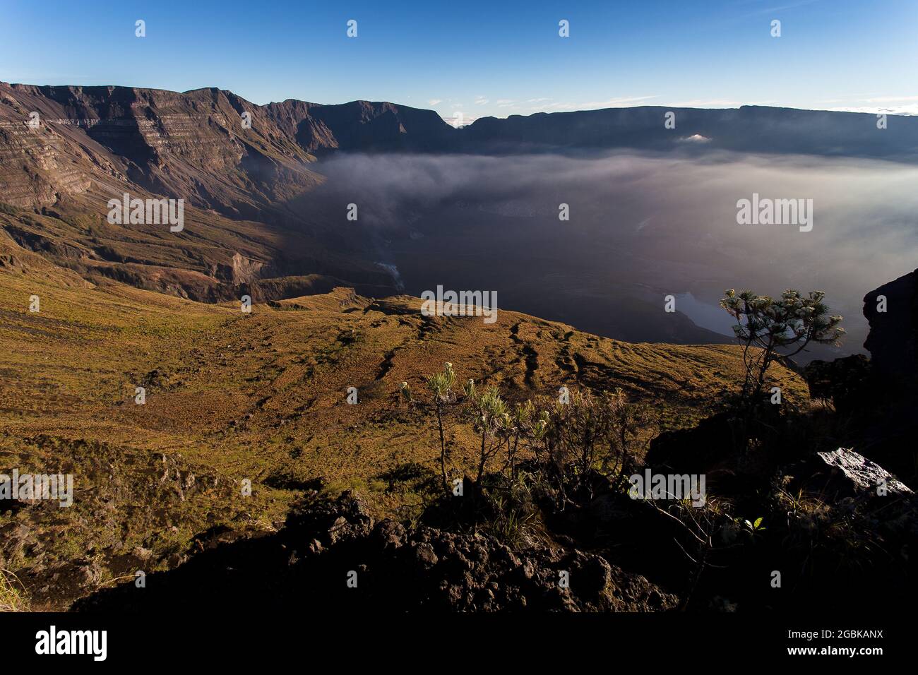 Great kaldera of Tambora at West Nusa Tenggara, Indonesia Stock Photo ...
