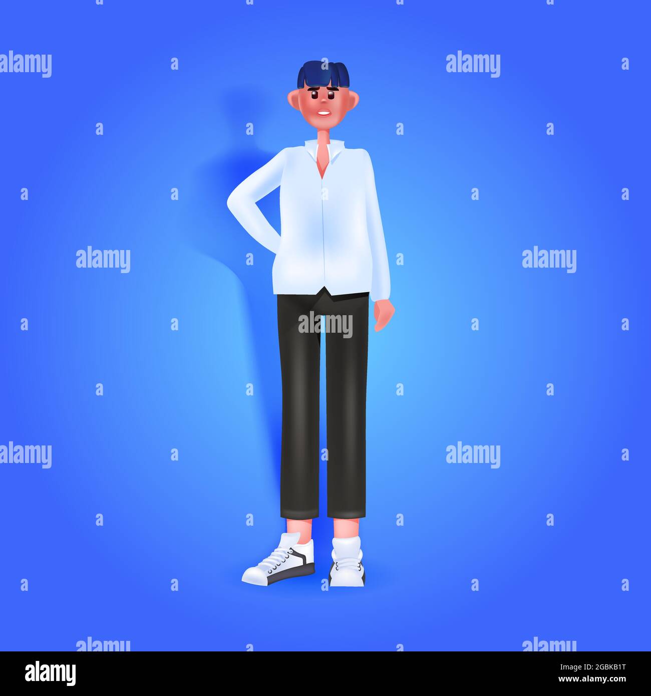 smiling man model young guy standing pose full length Stock Vector ...