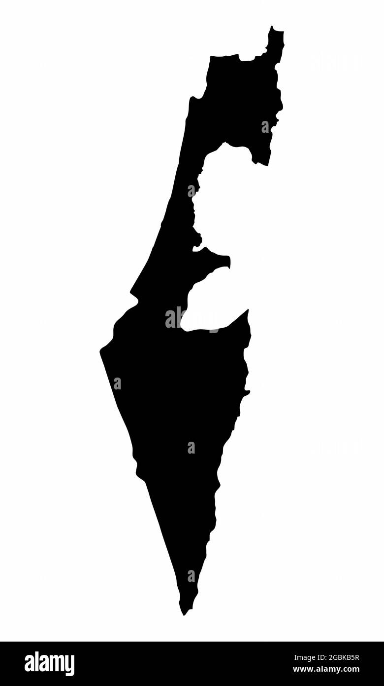 Israel dark silhouette map isolated on white background Stock Vector ...