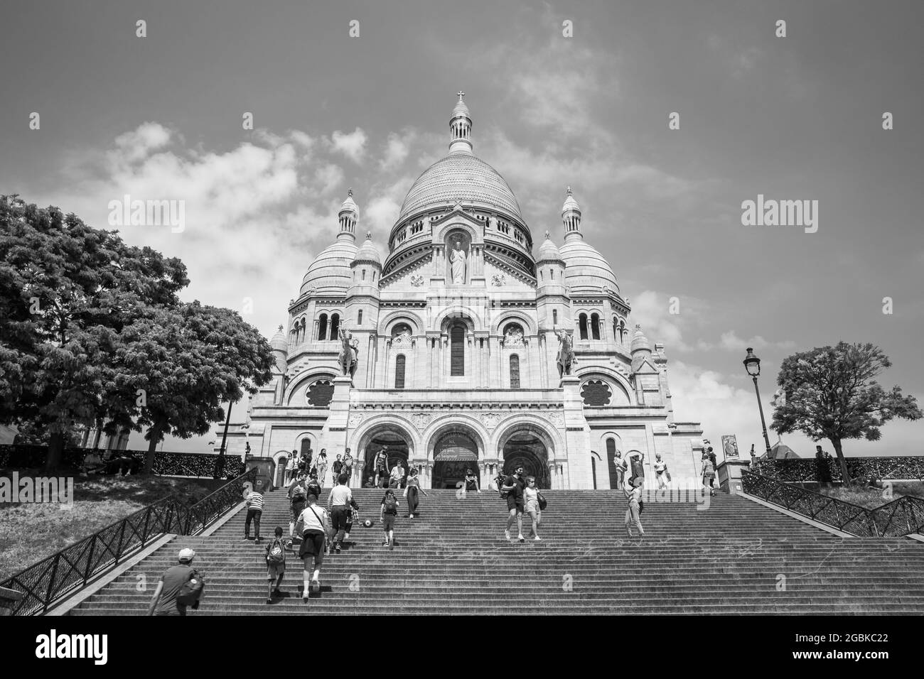 PARIS, FRANCE - Aug 03, 2021: Looking up Sacre Coeur Basilica with ...
