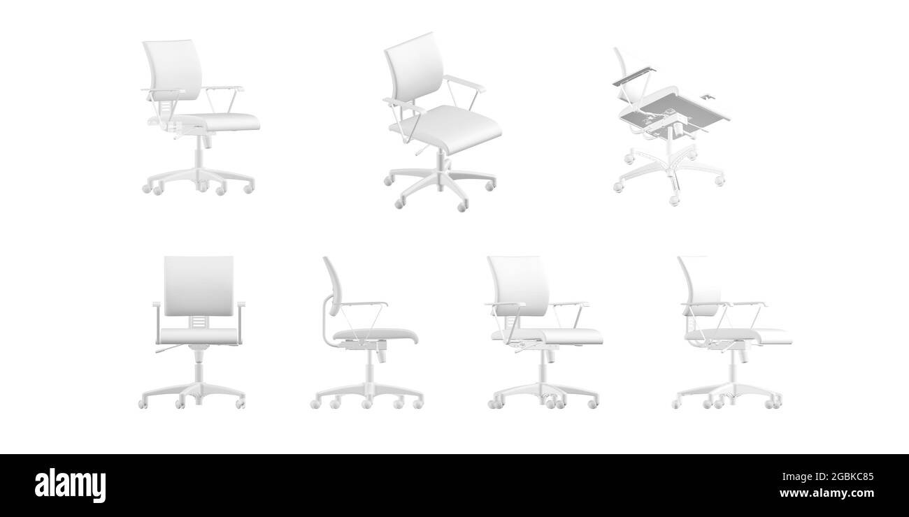 Office chair mockup isolated on white - 3d render Stock Photo - Alamy