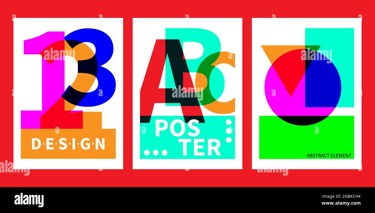 Poster with numbers, letters and geometric shapes. Cover of booklet ...