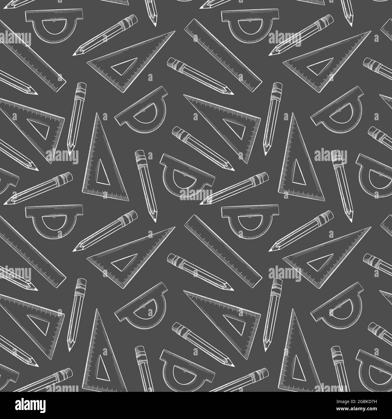 Seamless pattern with stationary doodles on dark background. Vector ...