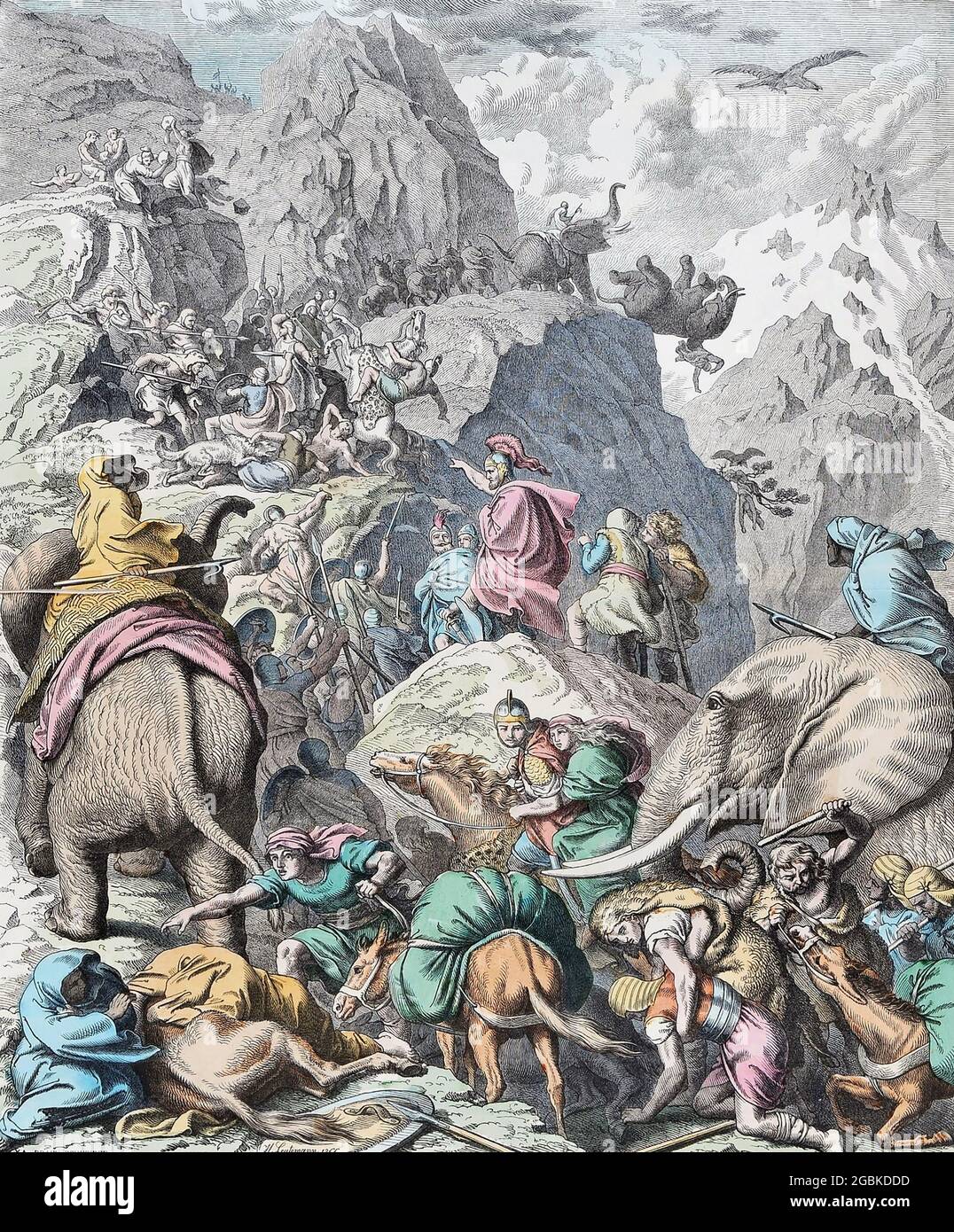 HANNIBAL CROSSING THE ALPS A German engraving of 1886 Stock Photo - Alamy