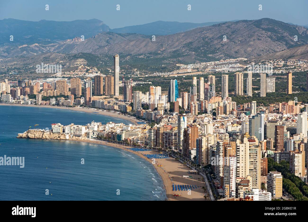 Skyscrapers of Benidorm as seen from La Creu (Cross) mountain, Spain ...