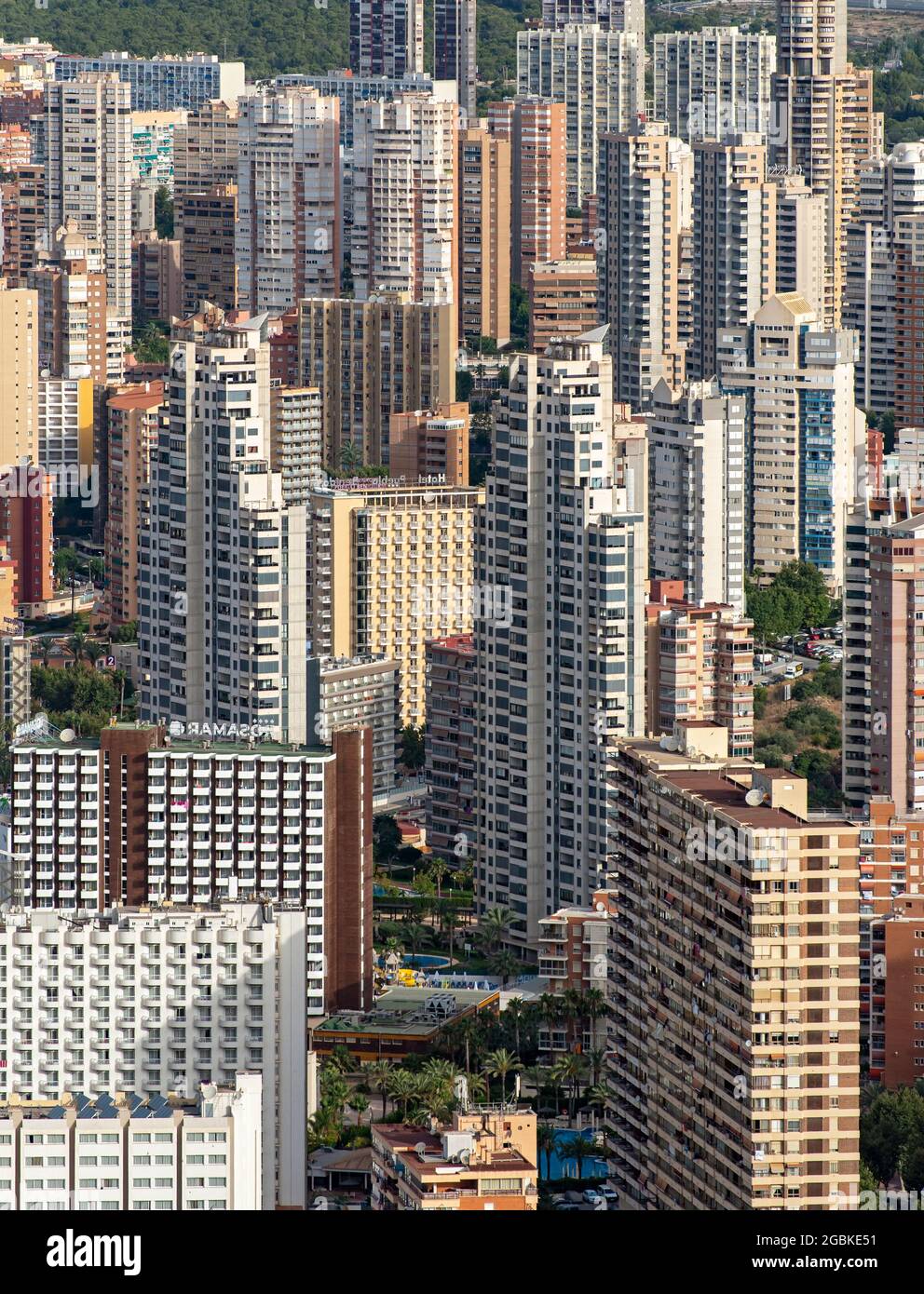 Skyscrapers of Benidorm as seen from La Creu (Cross) mountain, Spain ...