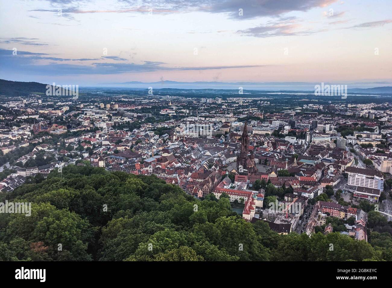 Freiburg im Breisgau. View over beautiful south german city at sunrise ...