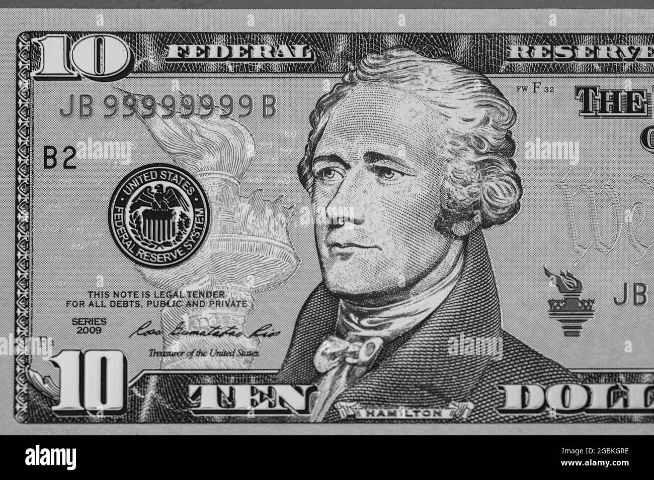 Closeup of 10 dollar bill for design purpose Stock Photo - Alamy