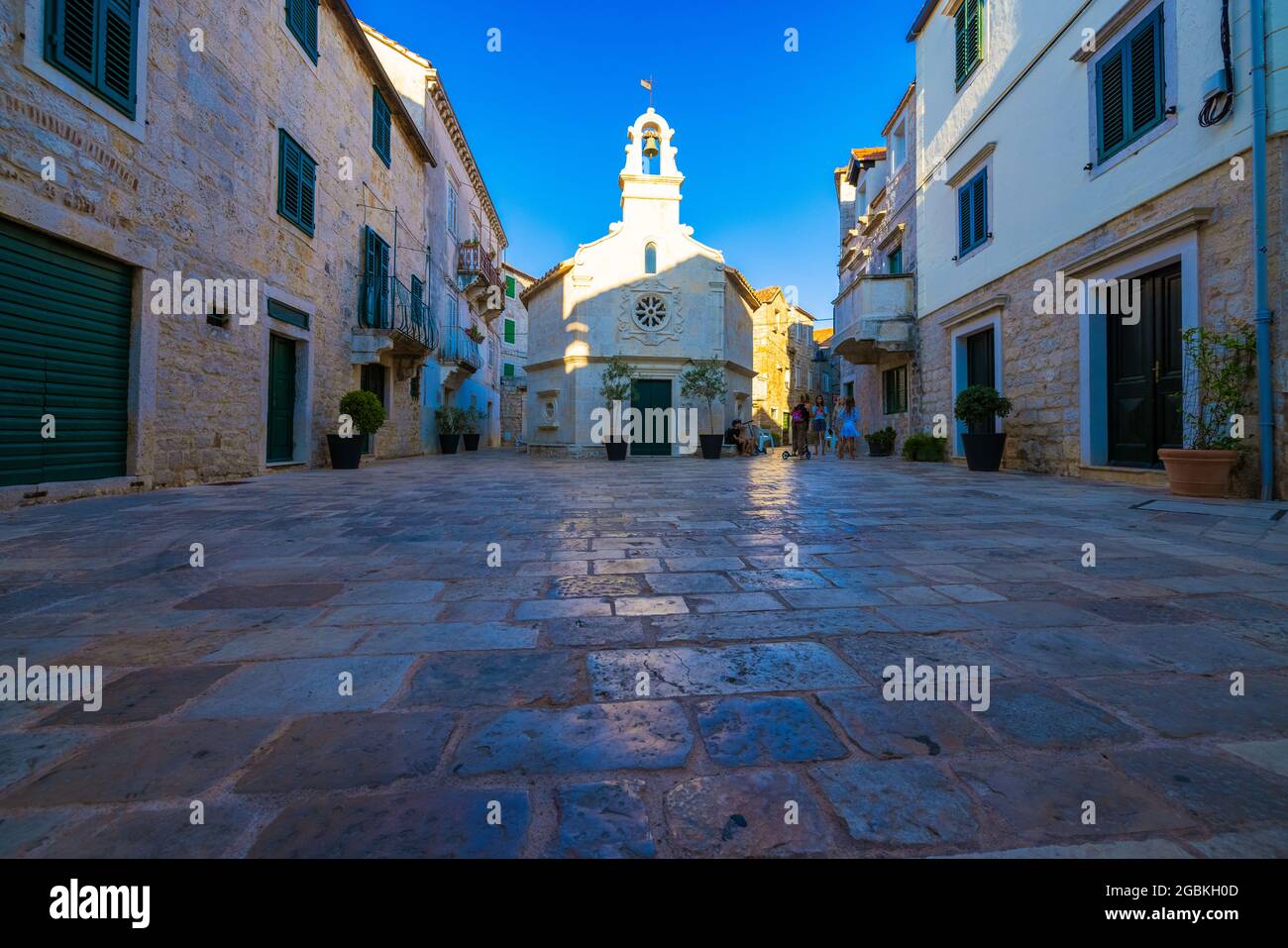 Stone streets of Jelsa town on Hvar island, Croatia Stock Photo - Alamy