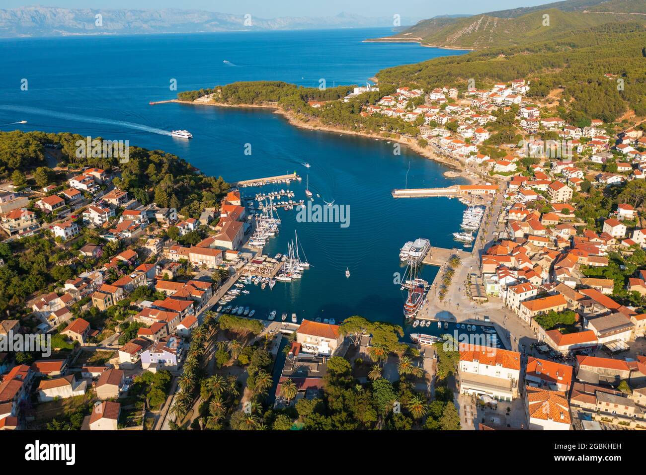 Aerial scene of Jelsa town on Hvar island, Croatia Stock Photo - Alamy