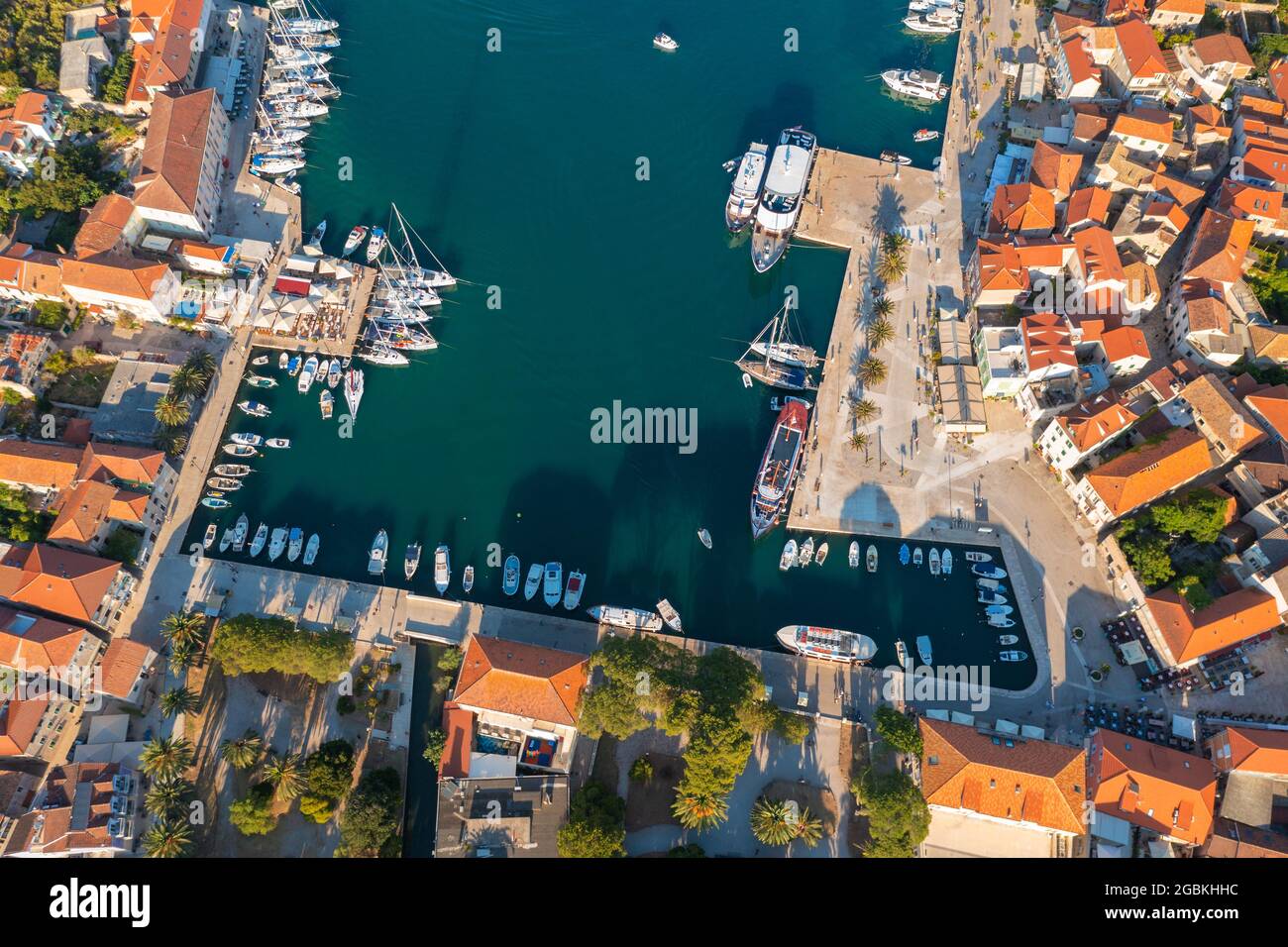 Aerial scene of Jelsa town on Hvar island, Croatia Stock Photo - Alamy