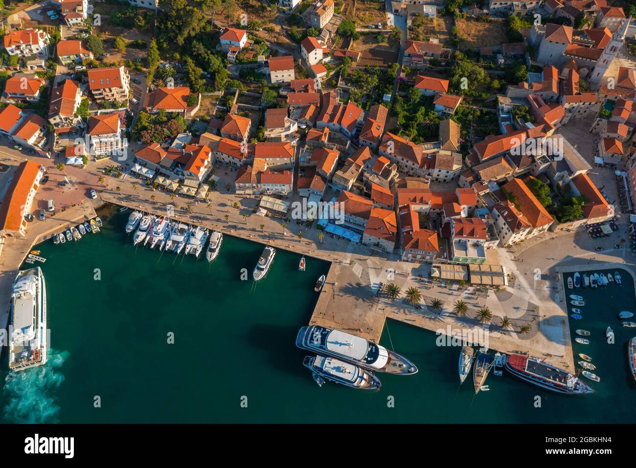 Aerial scene of Jelsa town on Hvar island, Croatia Stock Photo - Alamy