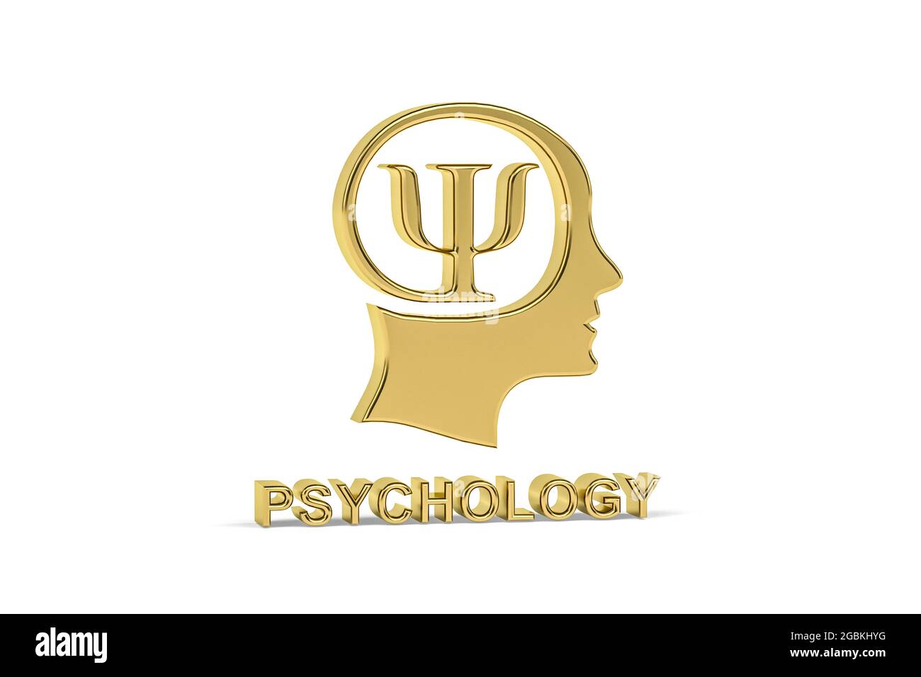 Golden 3d psychologist icon isolated on white background - 3D render ...